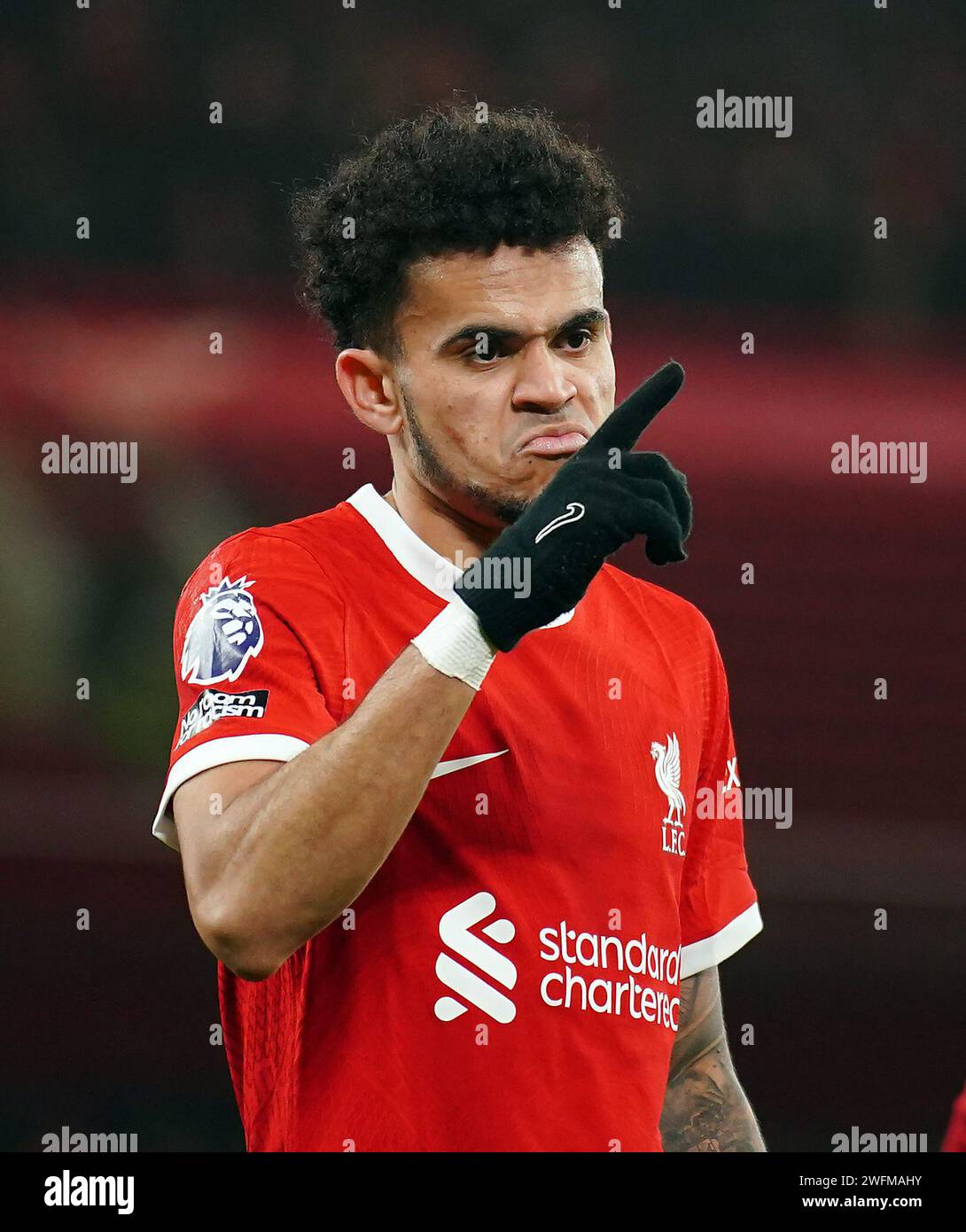 Liverpool's Luis Diaz celebrates scoring their side's fourth goal of ...