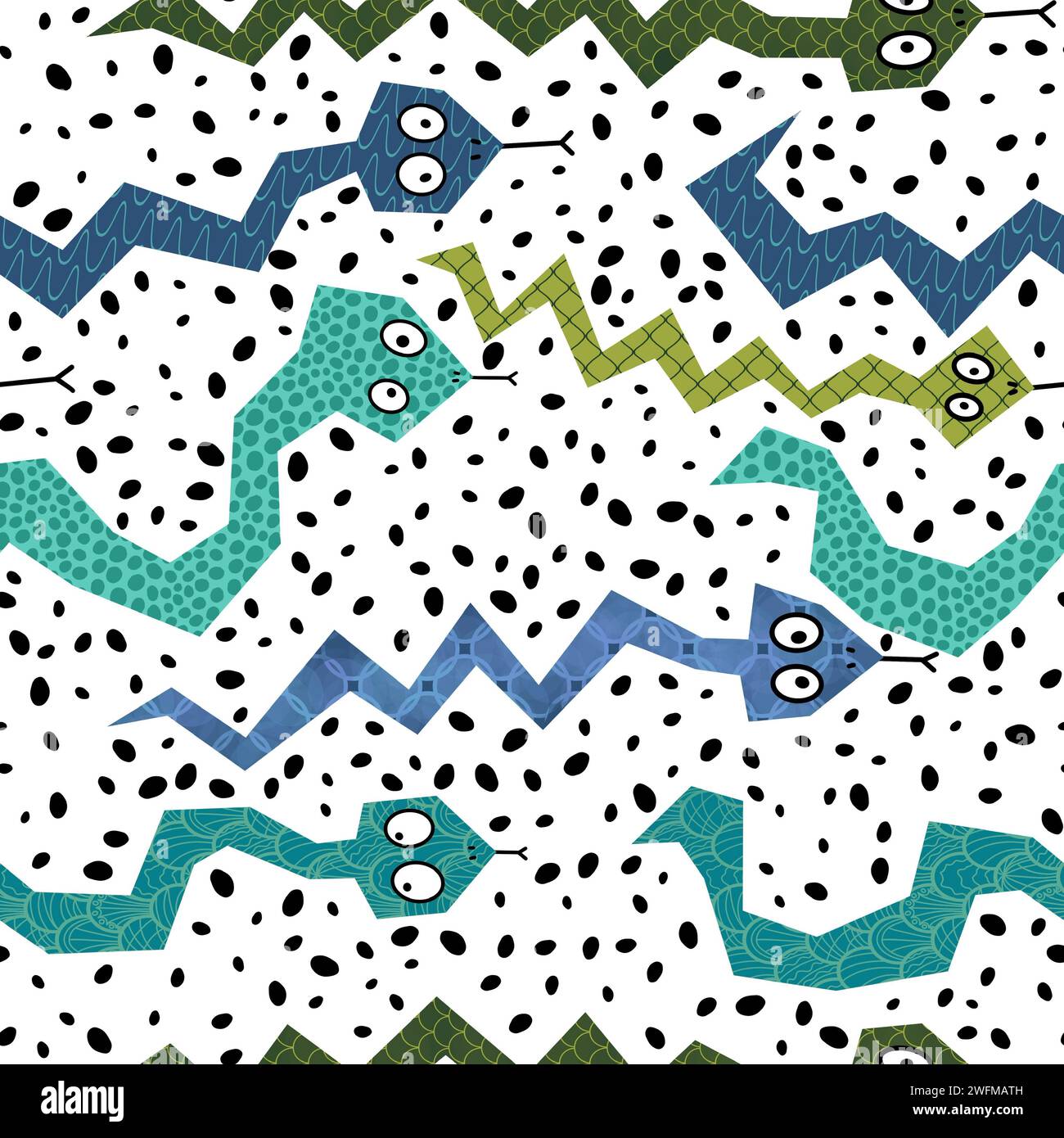 Summer cartoon animals seamless snake pattern for wrapping paper and ...