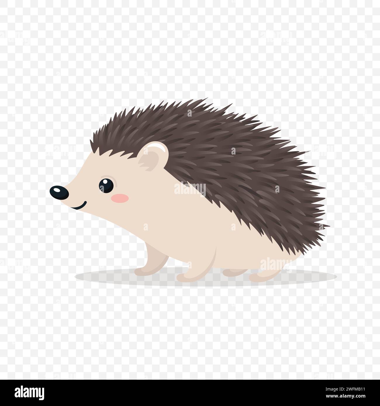 Flat Vector Cute Hedgehog. Little Hedgehog Icon. Adorable Walking ...