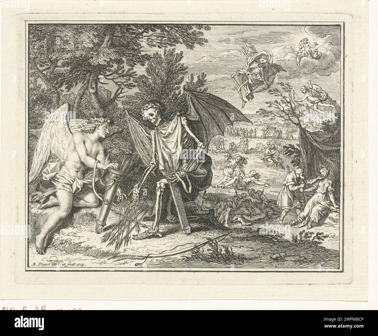 Allegorical show with love and death, Bernard Picart, 1719 print ...