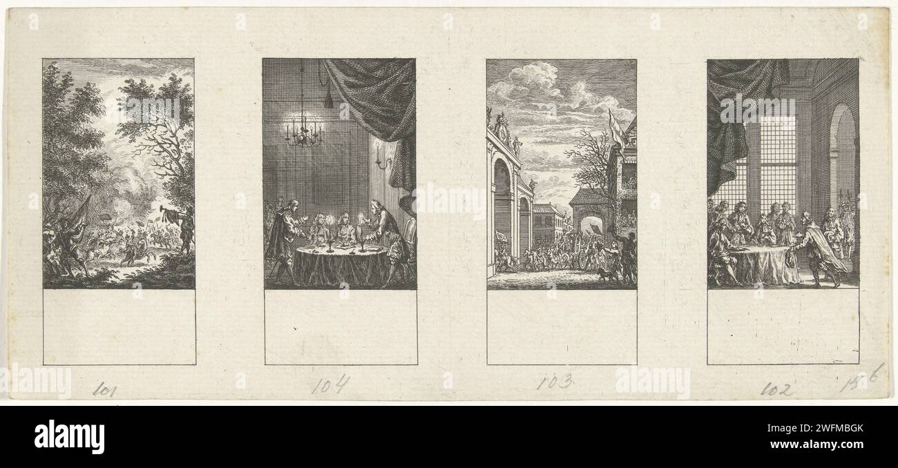 Four episodes from national history, Simon Fokke, 1722 - 1784 print ...