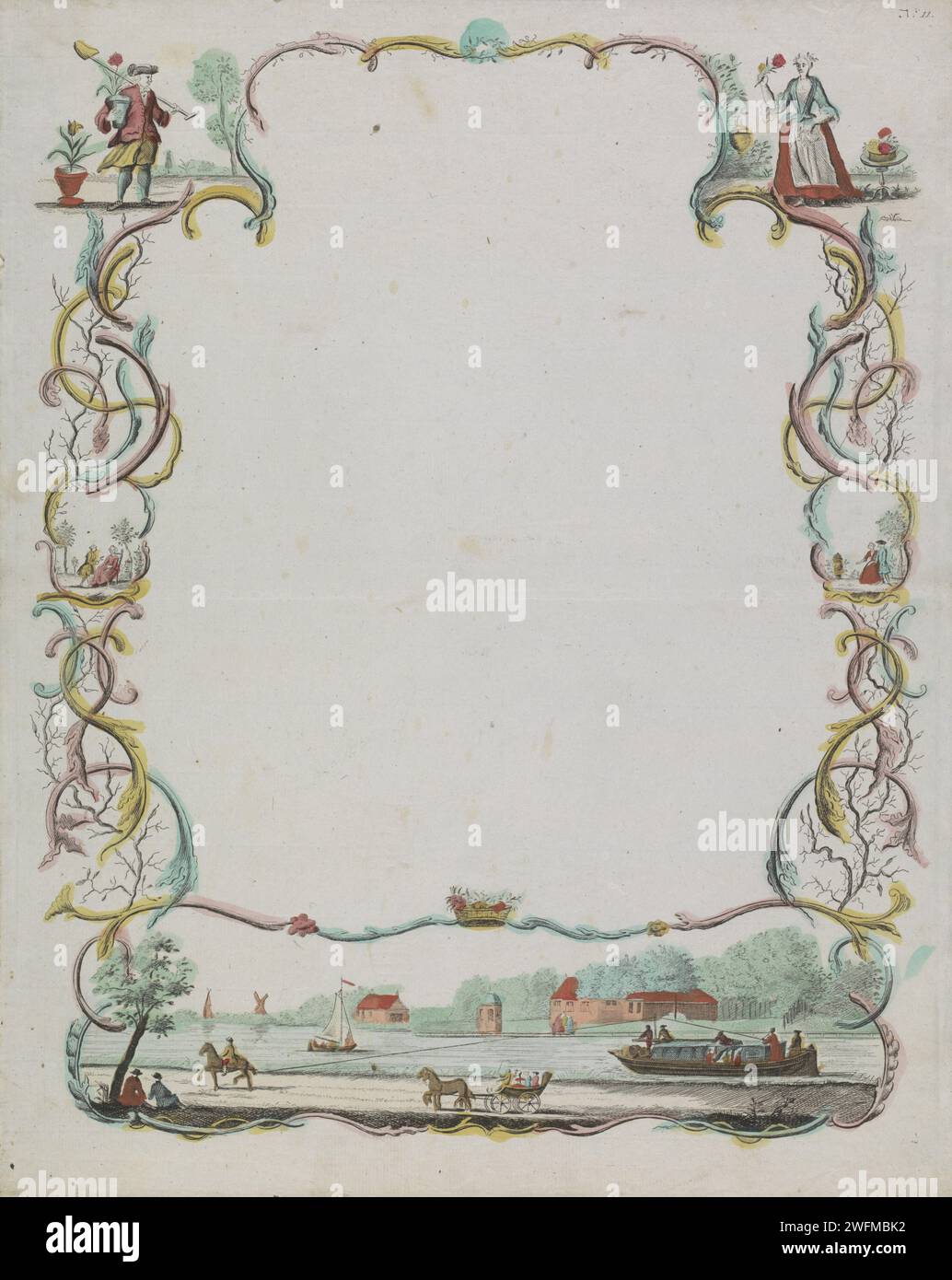 Wish letter with tow barge, c. 1784 print Wish letter with unwritten ...
