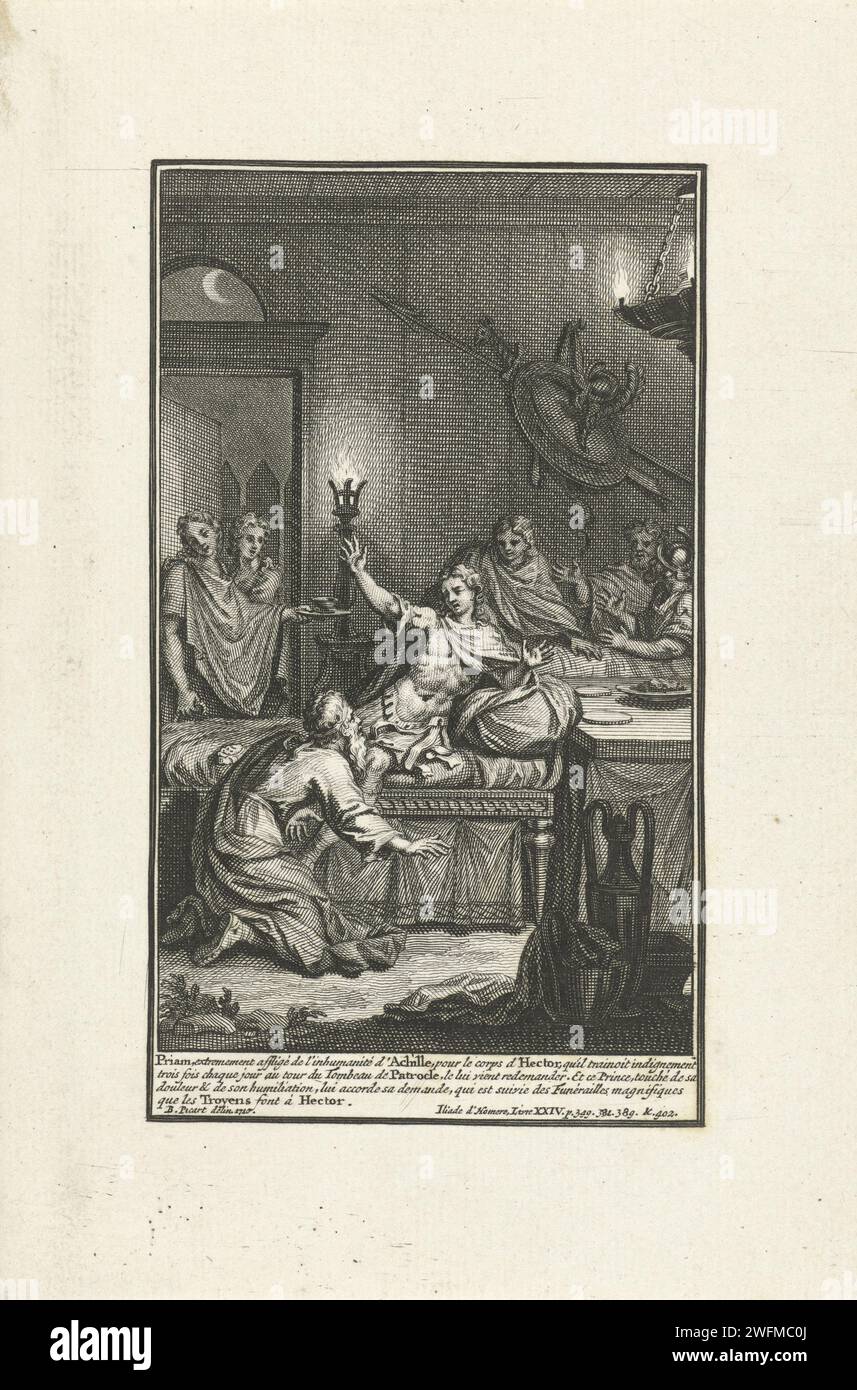 Priamus bij Achilles, Bernard Picart (workshop of), after Bernard ...