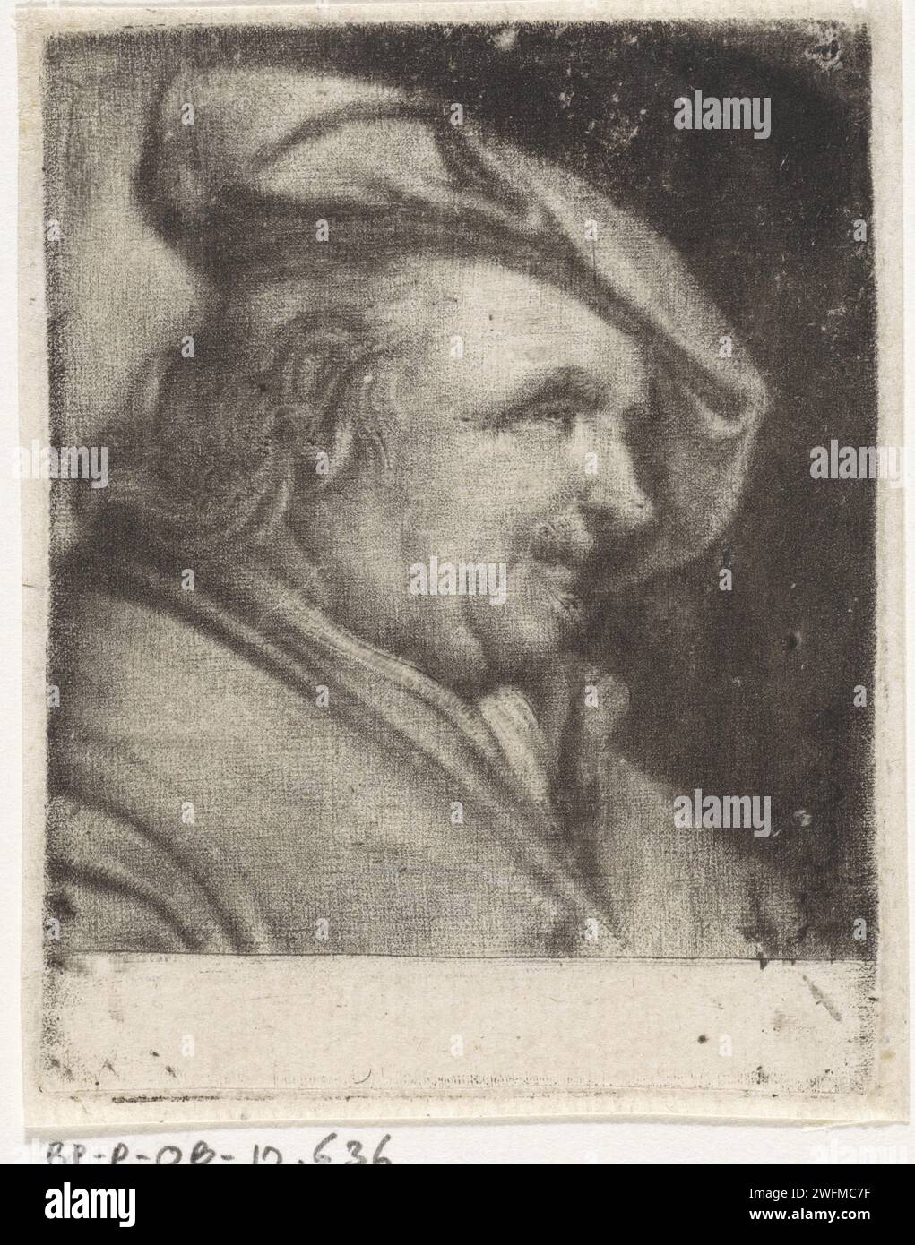 Head of a man with a beret, to the right, anonymous, 1650 - 1800 print ...