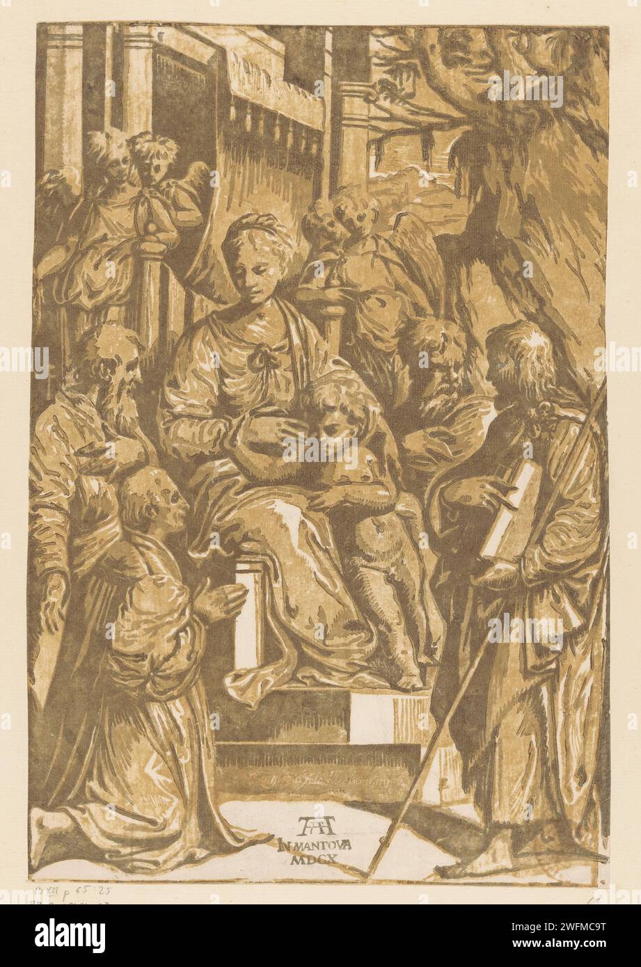 Maria with child surrounded by saints, Alessandro Gandini, after ...