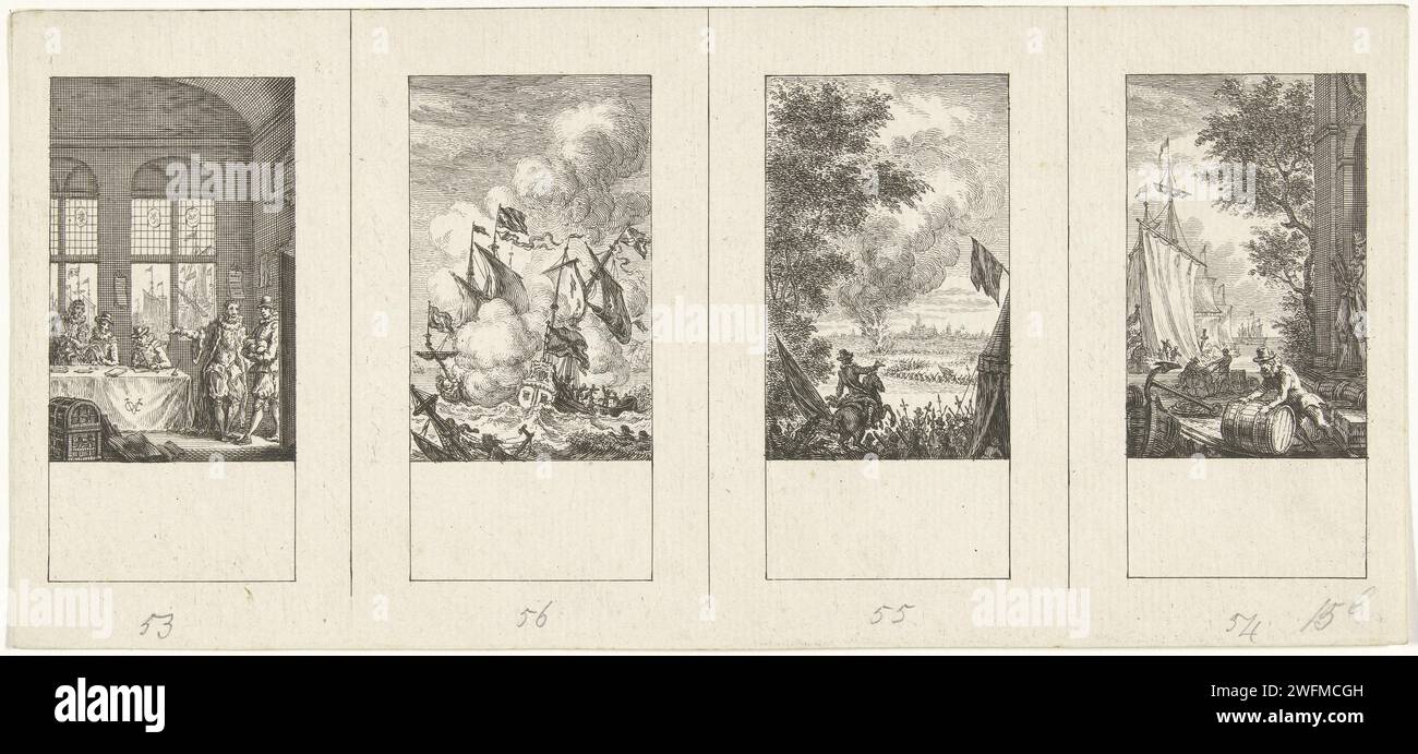 Four episodes from national history, Simon Fokke, 1722 - 1784 print ...