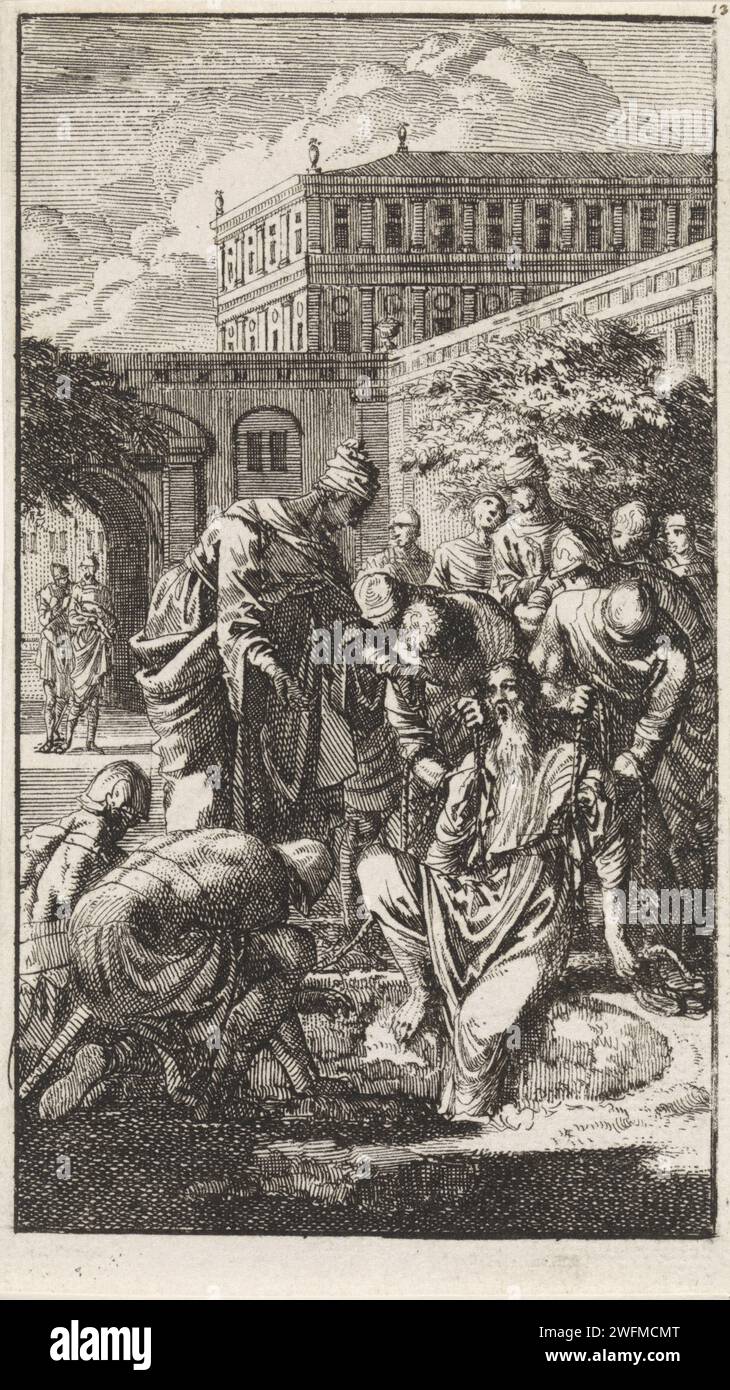 Jeremiah pulled out of the pit, Jan Luyken, 1712 print Amsterdam paper ...