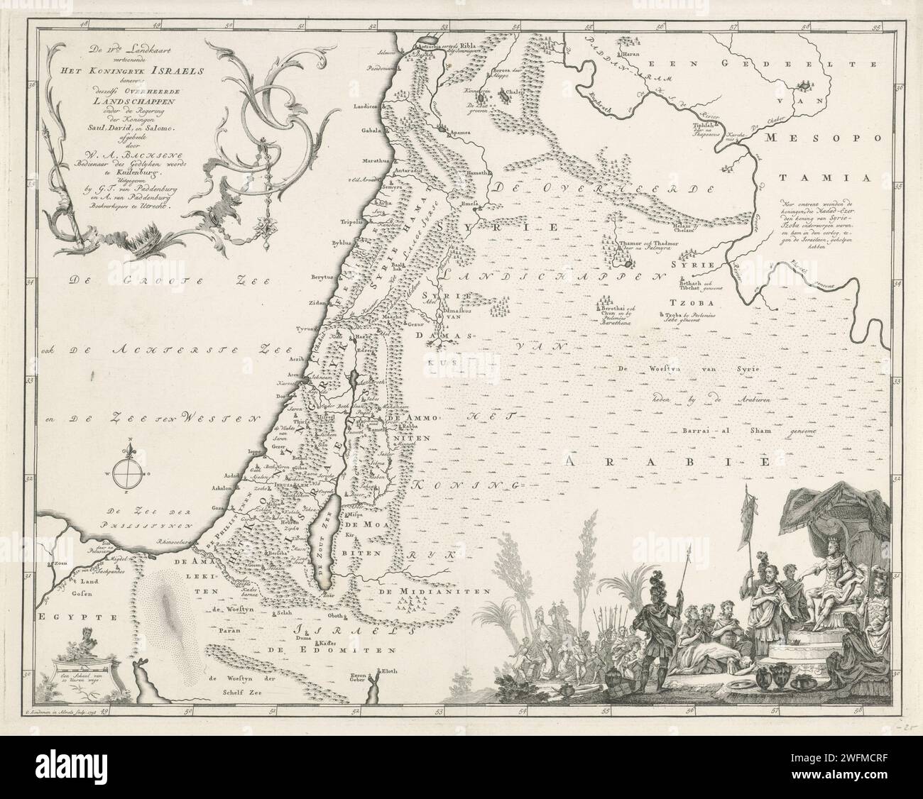 Map of the Kingdom of Israel, Otto Lindeman, 1758 print Map of the ...
