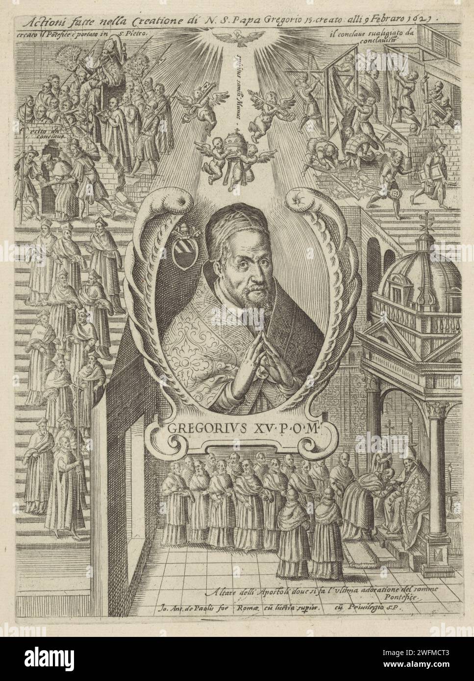 Portret Van Paus Gregorius XV, Giovanni Maggi (ACTRUTED TO), 1621 print ...