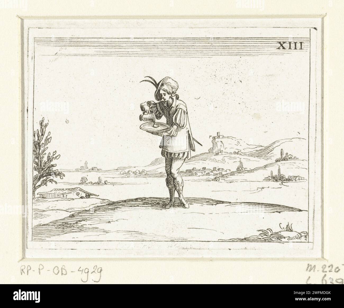 A man washes a pearl, Jacques Callot, 1646 print Presentation of a man ...