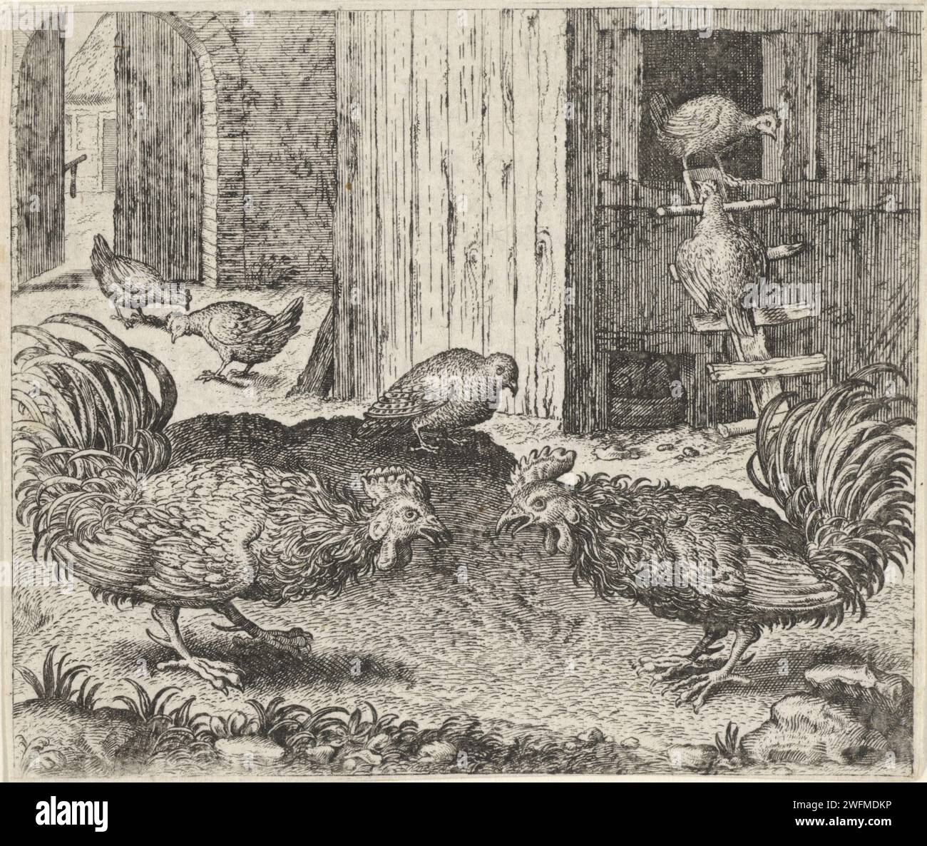 Fable of the partridge and the roosters, Aegidius Sadeler (II), After ...