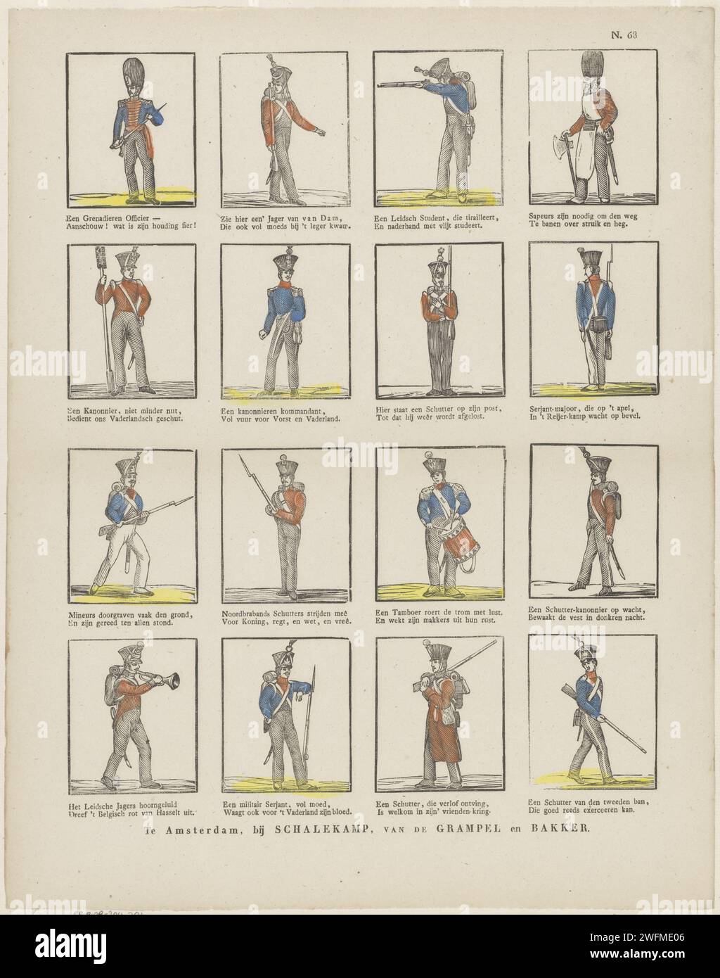 Soldiers, 1822 - 1849 print Leaf with 16 performances of soldiers ...