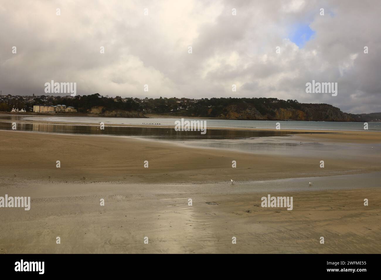 View on the beach of Morgat located on the peninsula of Crozon in ...