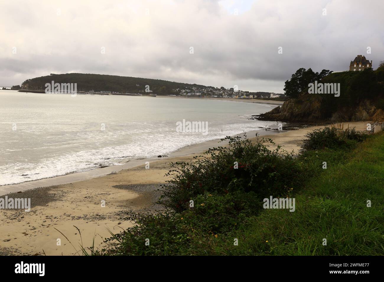 View on the beach of Trez-Bellec located on the peninsula of Crozon ...