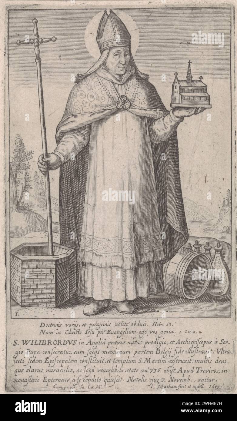 Saint Willibrord, Jacob Matham, 1607 - 1611 print Saint Willibrordus ...