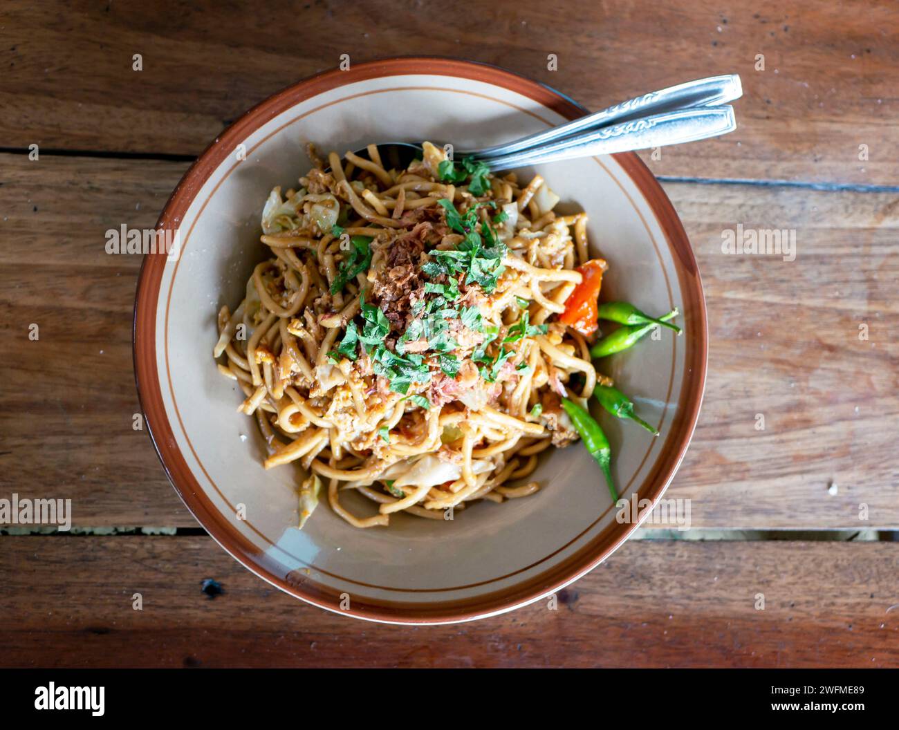 Bakmi Goreng, Indonesian traditional street food, fried noodles cooked ...
