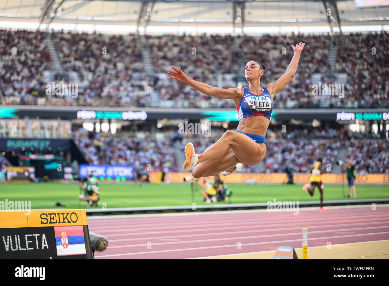 Ivana Vuleta participating in the long jump at the World Athletics ...