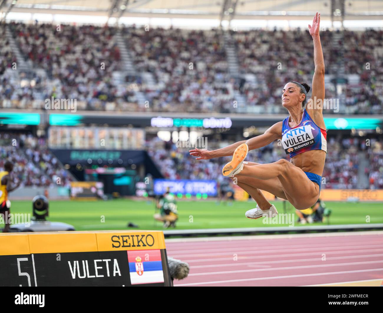 Ivana Vuleta participating in the long jump at the World Athletics ...