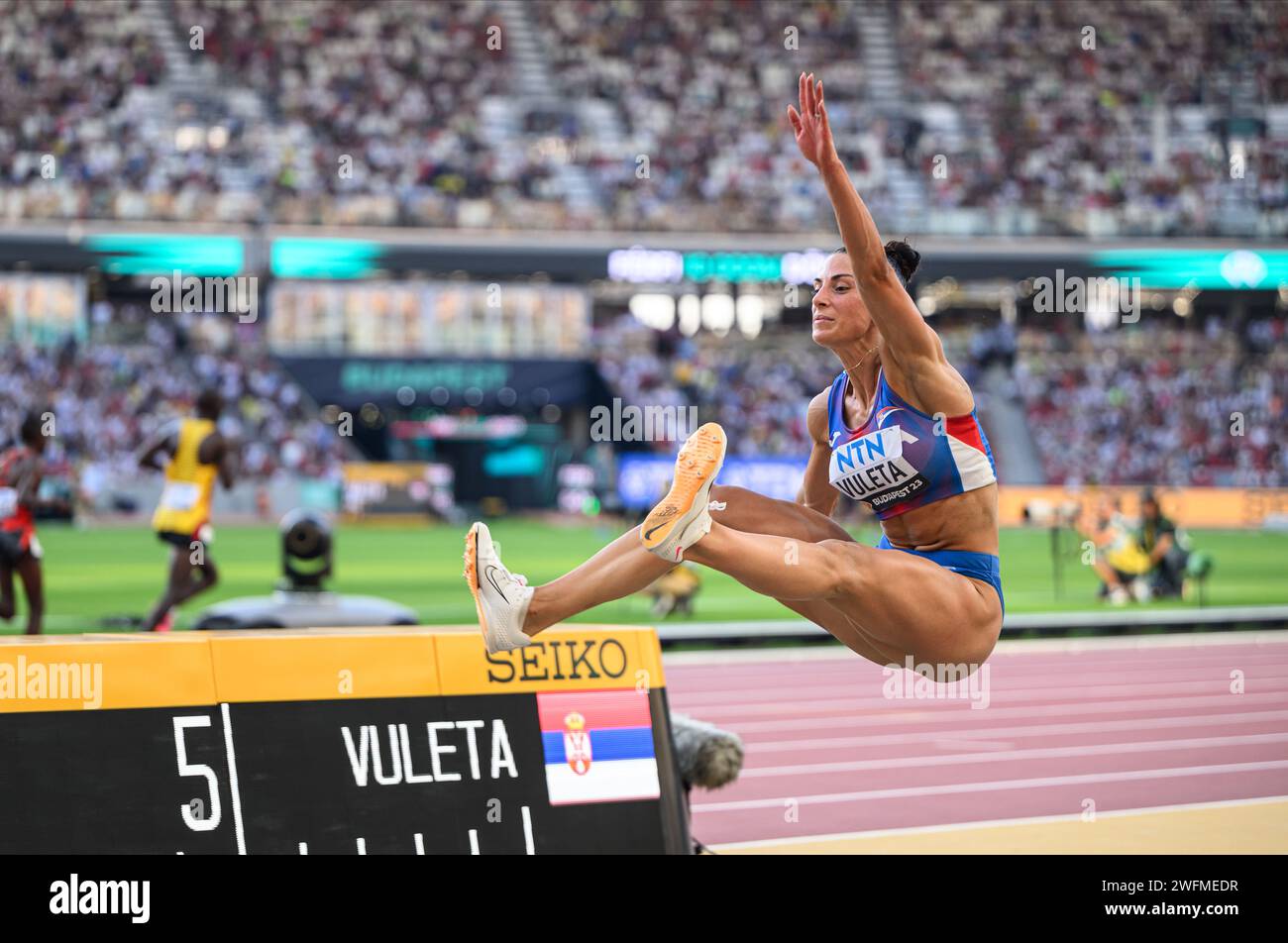Ivana Vuleta participating in the long jump at the World Athletics ...