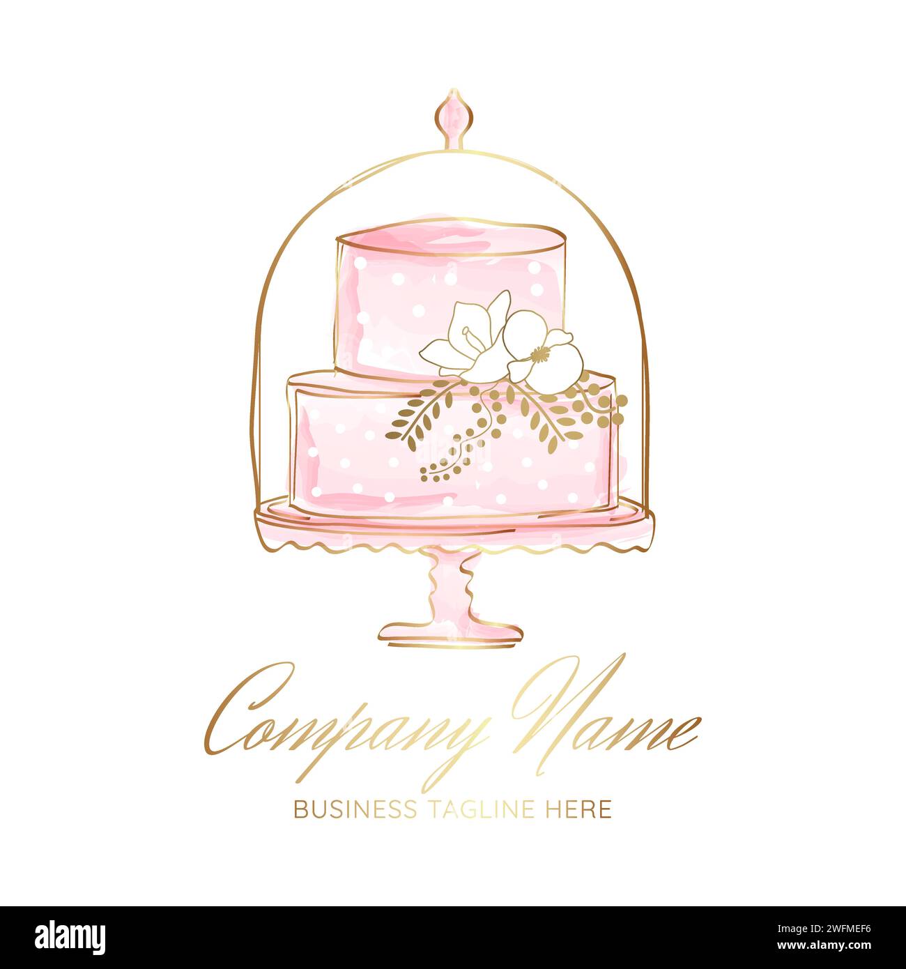 Pink Cake Logo Illustration with Flowers Stock Vector Image & Art - Alamy