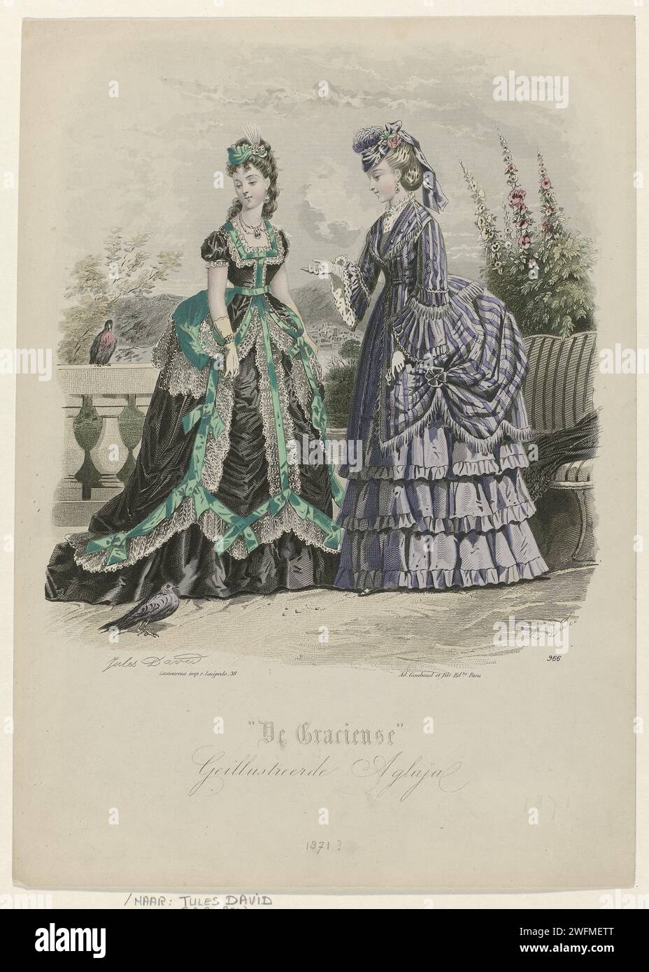 From Gracieuse, Geïllustreerde AgLaja, ca. 1871, No. 966, A. Bodin, After Jules David (1808-1892 ...