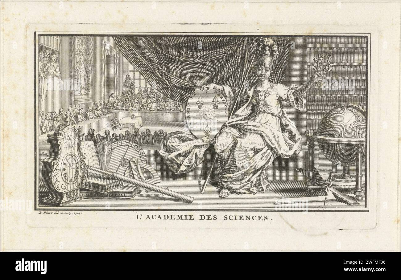 Allegory on Sciences, Bernard Picart, 1729 print Minerva, goddess of ...