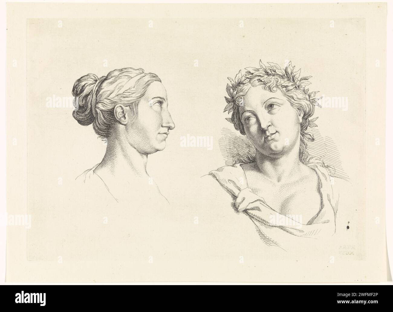 Studies of Women's Head and Buste, Bernard Picart, 1683 - 1733 print ...