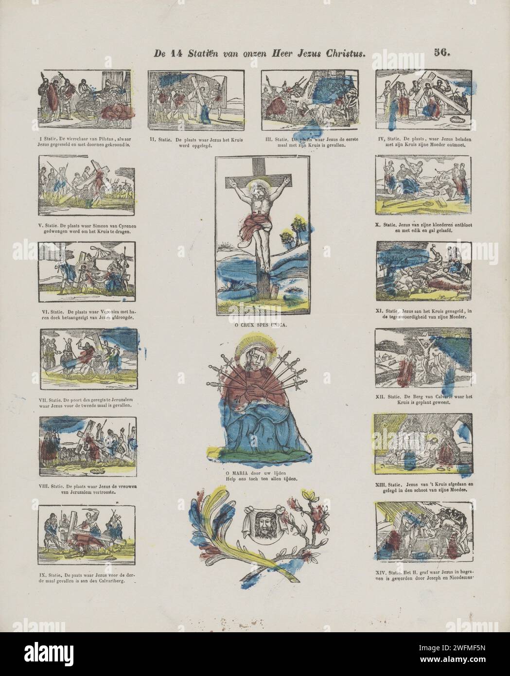 The 14 Staties of our Lord Jesus Christ, 1848 - 1881 print Leaf with 17 ...
