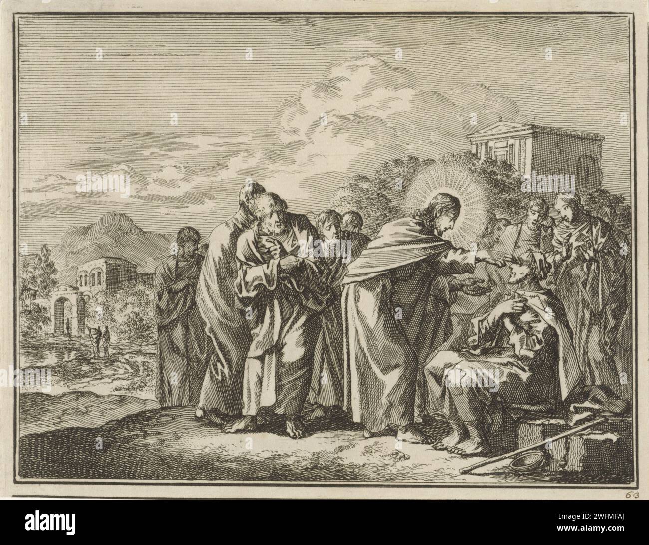Christ heals a man who was born blind, Jan Luyken, 1712 print Amsterdam ...