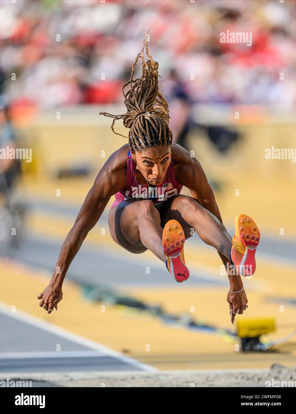 Tara DAVIS participating in the long jump at the World Athletics ...