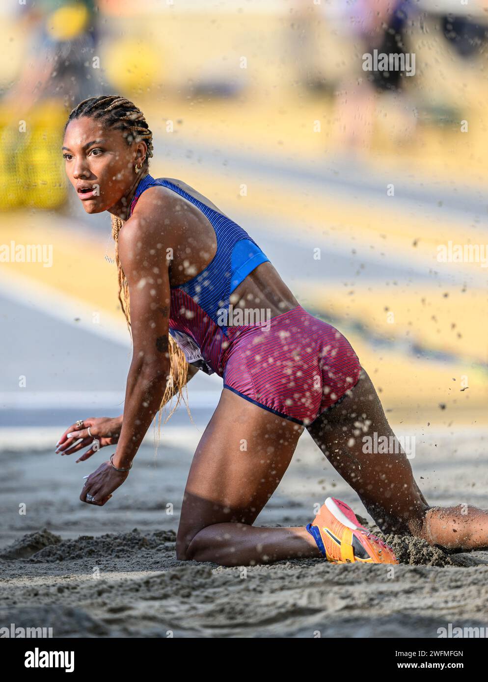 Tara DAVIS participating in the long jump at the World Athletics ...