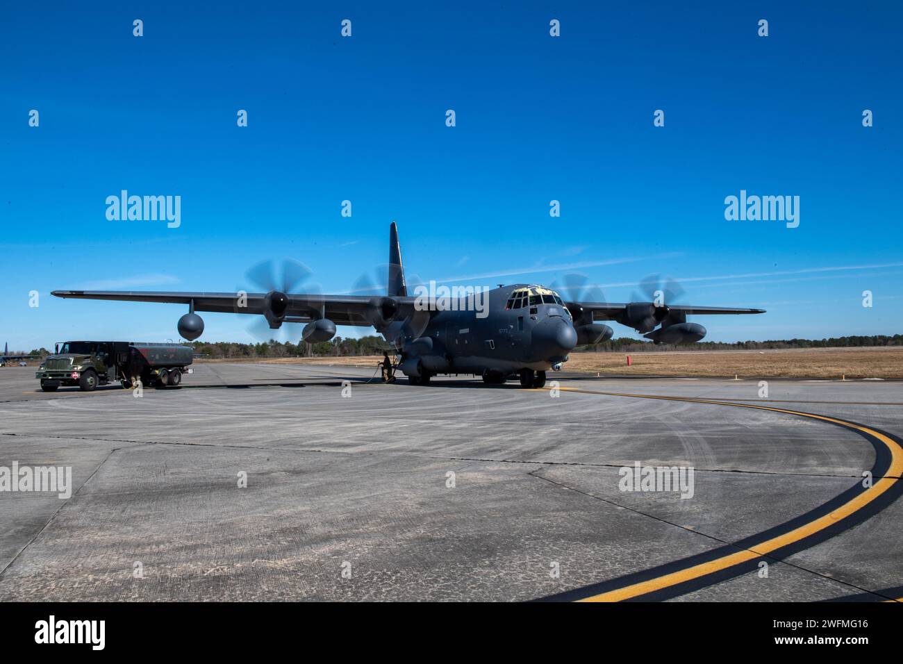 An HC-130J Combat King II is refueled on the runway at Moody Air Force ...