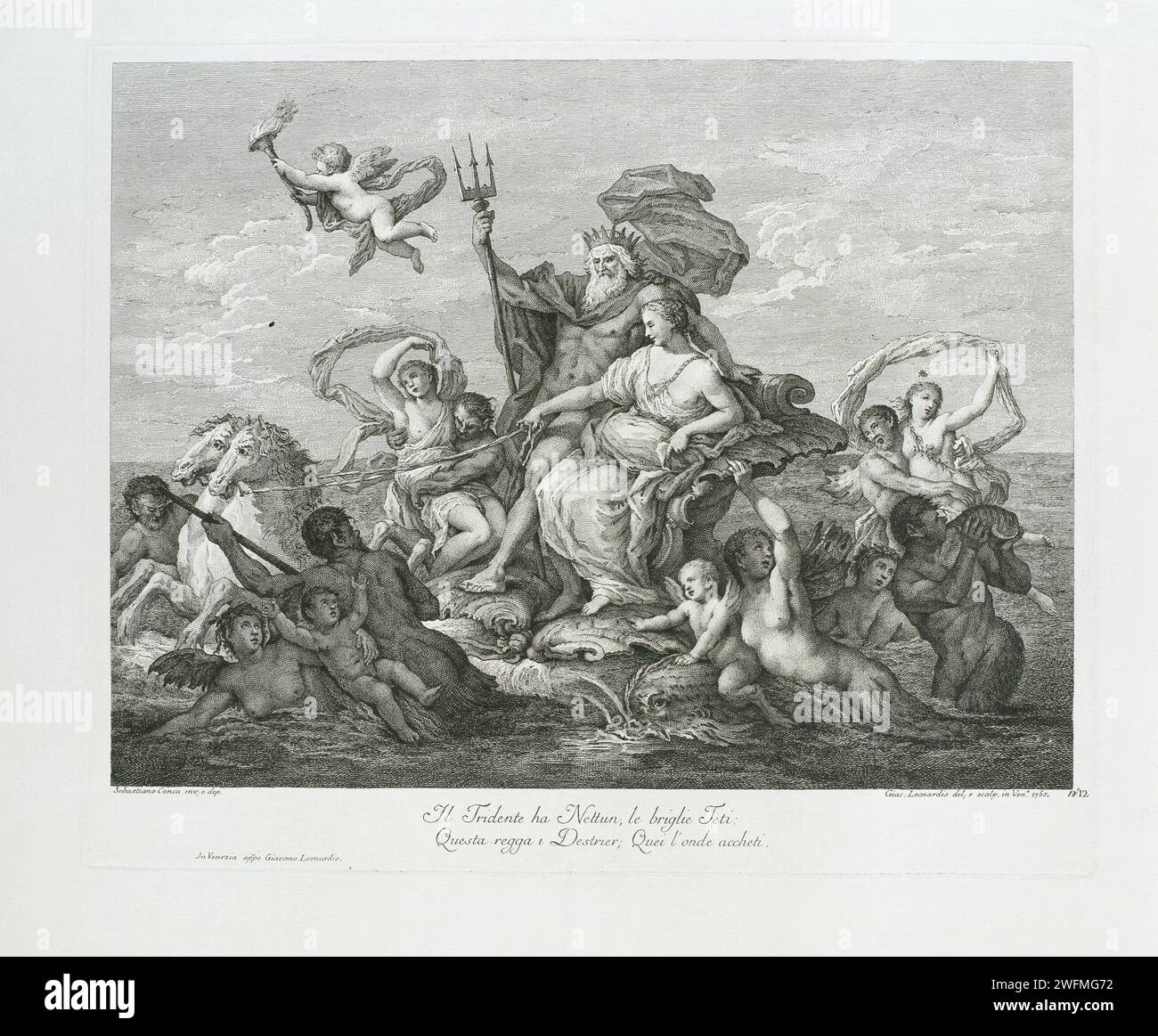 Neptune en Thetis, Jacopo Leonardis, after Sebastiana Conca, 1765 print ...