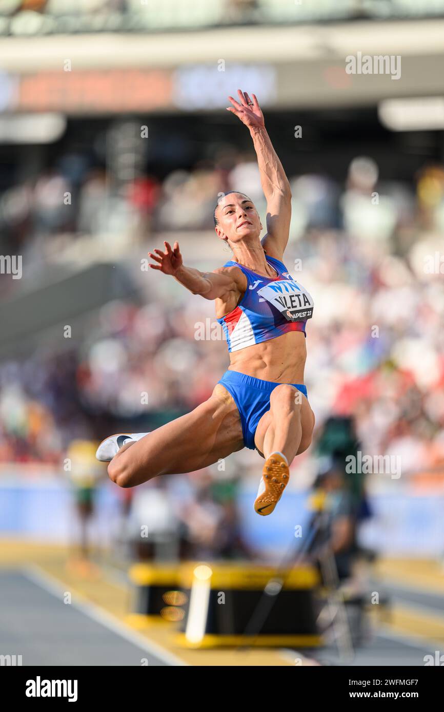 Ivana Vuleta participating in the long jump at the World Athletics ...