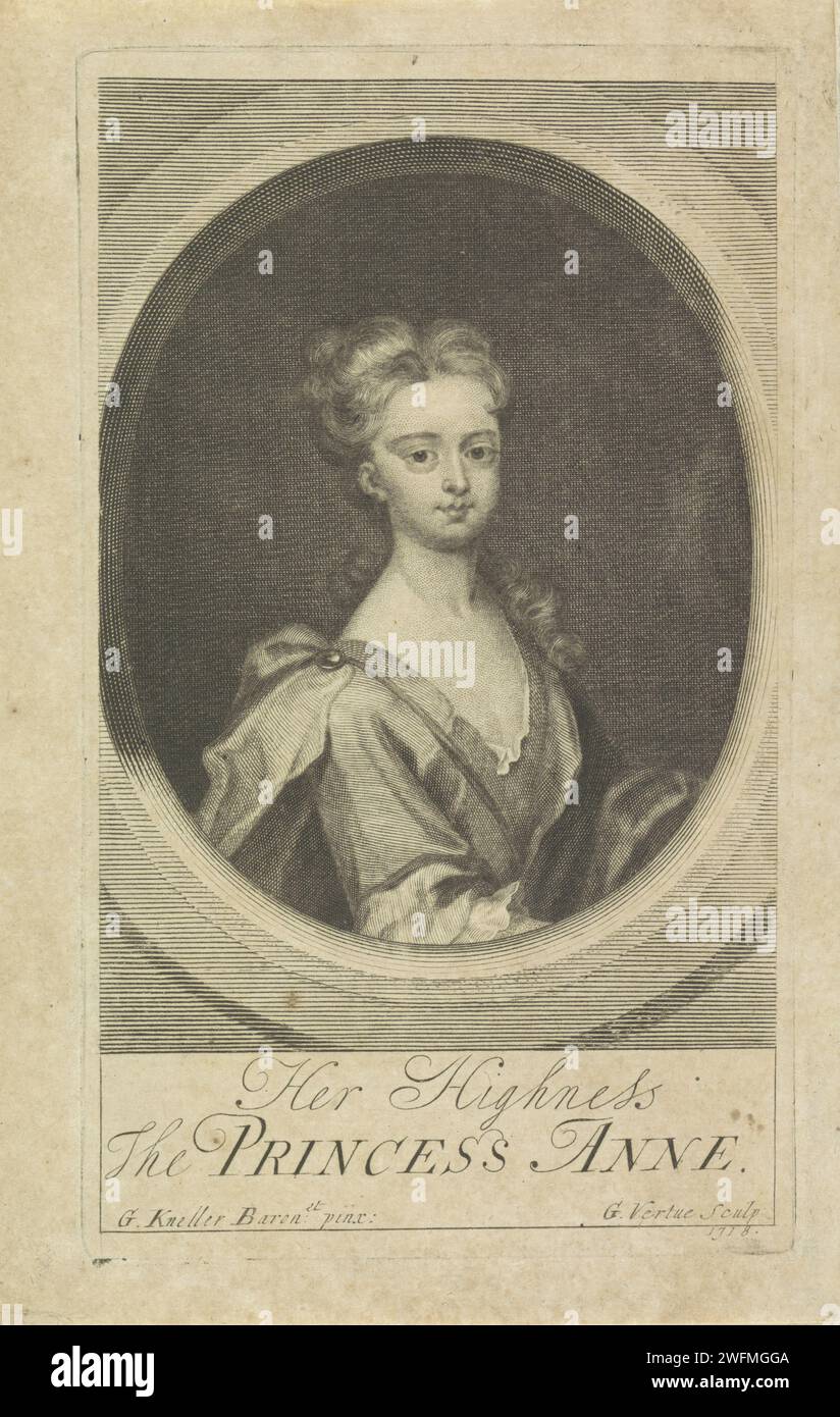 Portrait of Anna van Hannover, George Vertue, After Gottfried Kneller ...