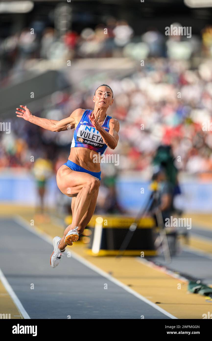 Ivana Vuleta participating in the long jump at the World Athletics ...