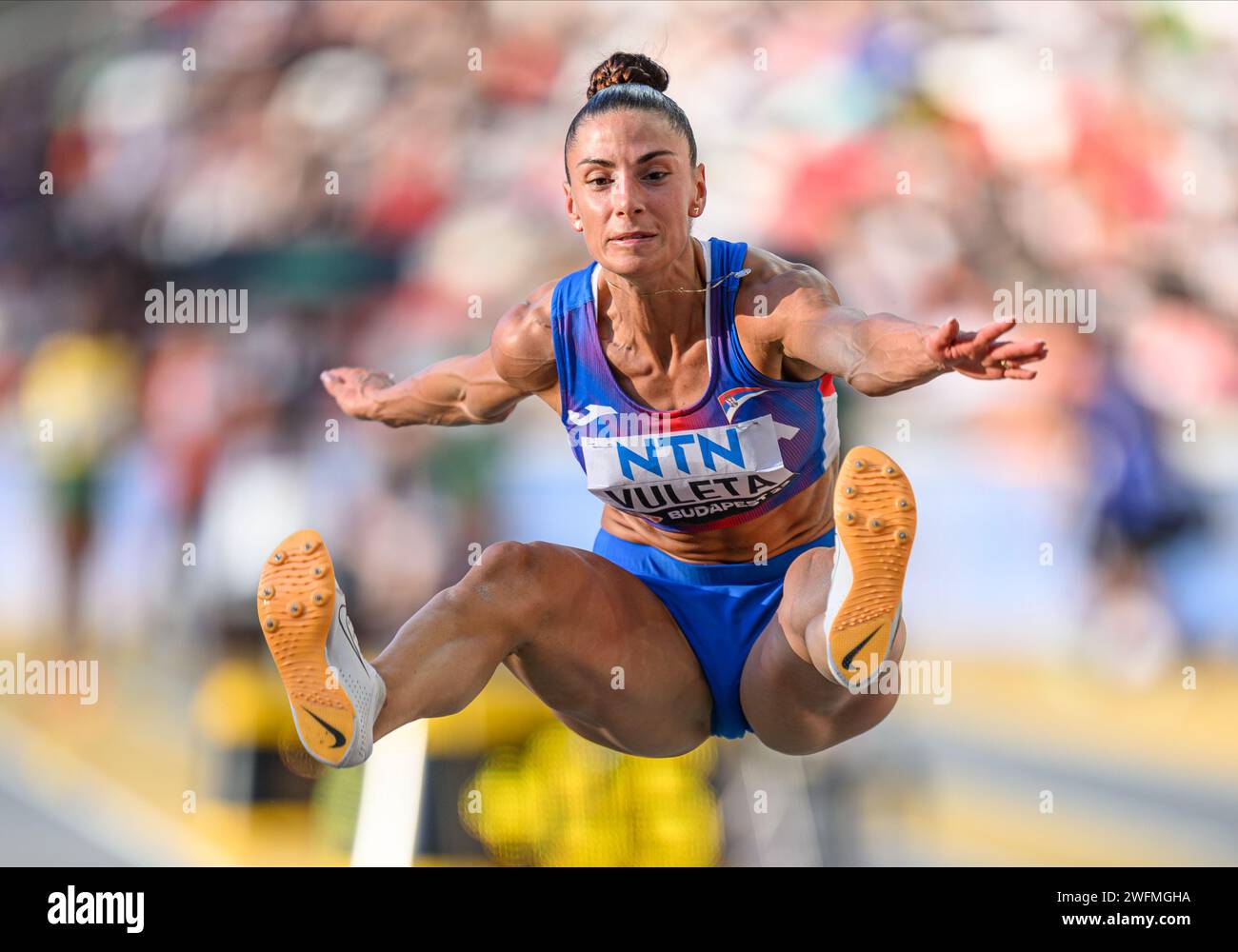 Ivana Vuleta participating in the long jump at the World Athletics ...
