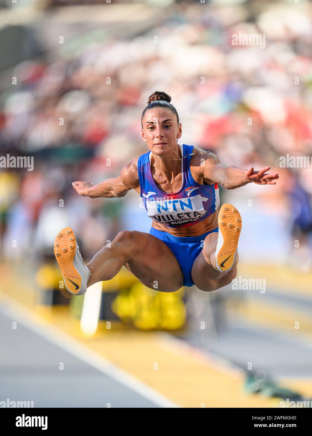 Ivana Vuleta participating in the long jump at the World Athletics ...