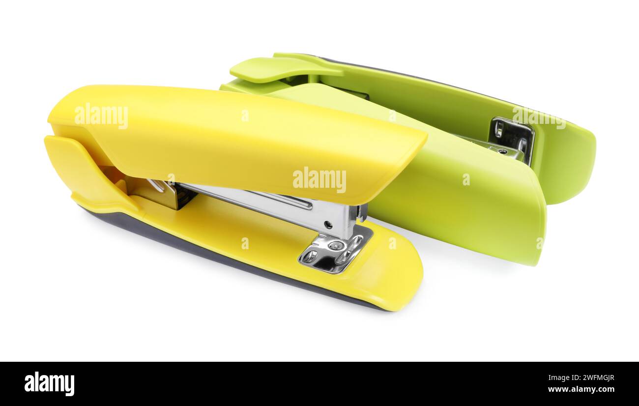 Two new bright staplers isolated on white Stock Photo - Alamy