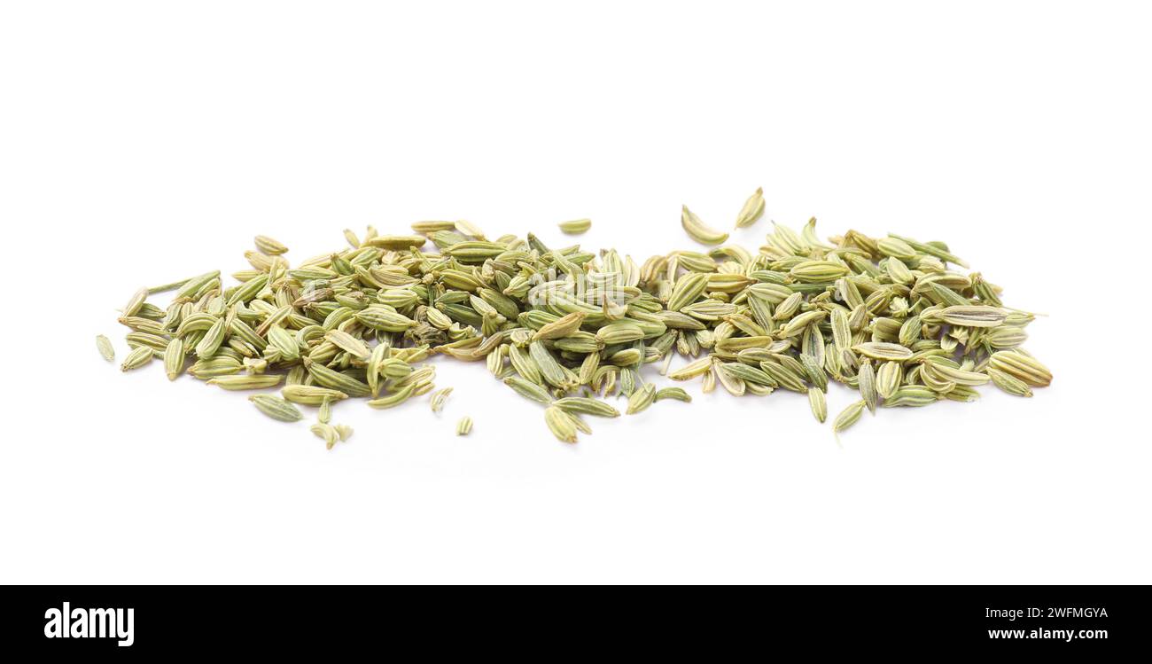 Pile of dry fennel seeds isolated on white Stock Photo - Alamy