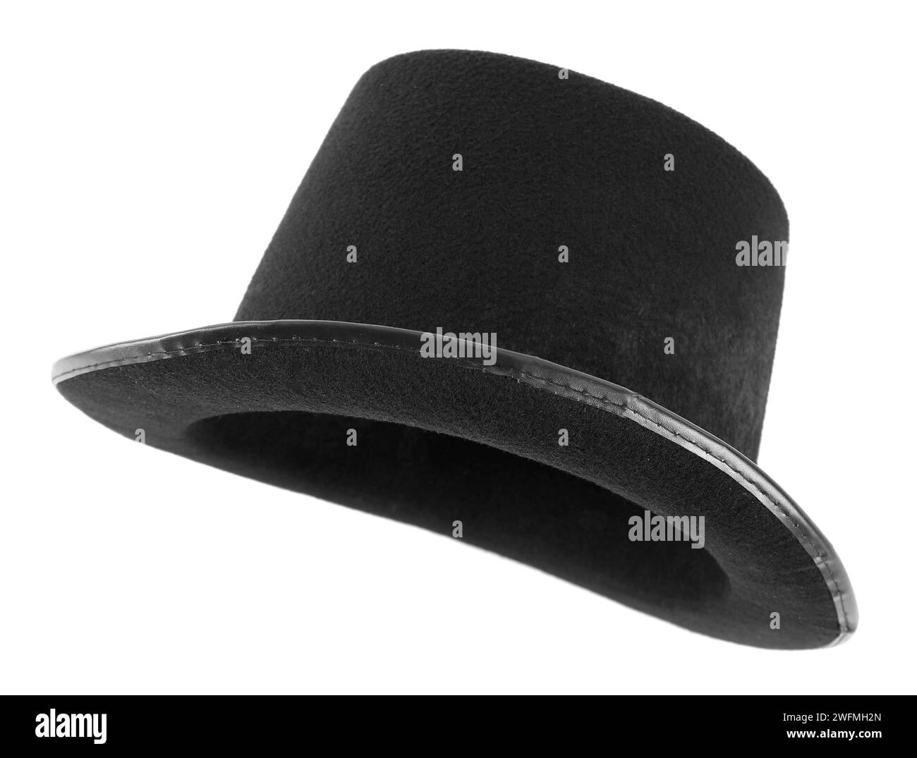 Black magician top hat isolated on white Stock Photo - Alamy