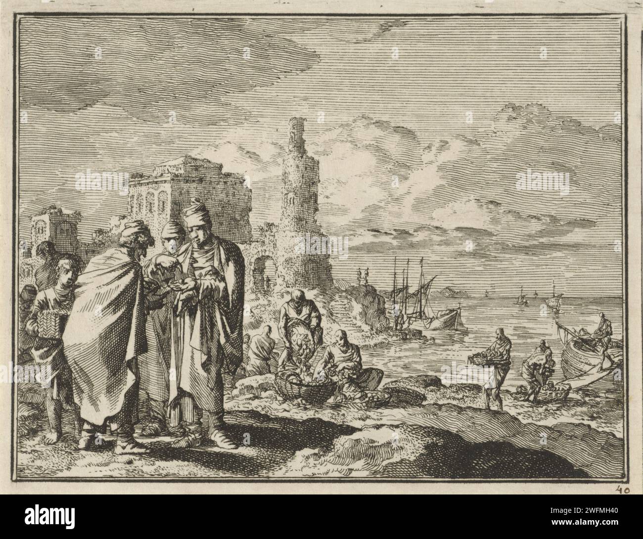 Parable of the precious pearl, Jan Luyken, 1712 print Amsterdam paper ...