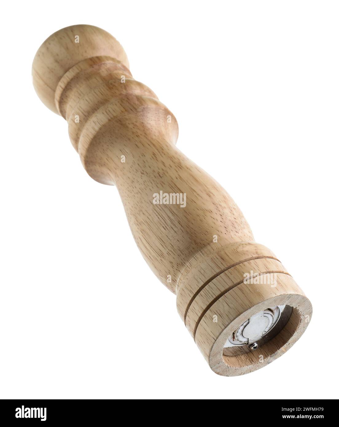 One wooden spice shaker isolated on white Stock Photo - Alamy