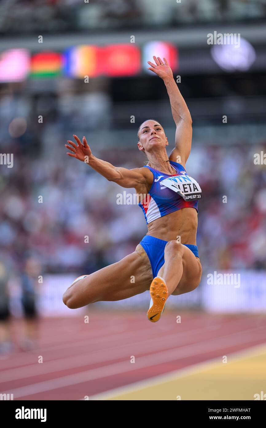 Ivana Vuleta participating in the long jump at the World Athletics ...