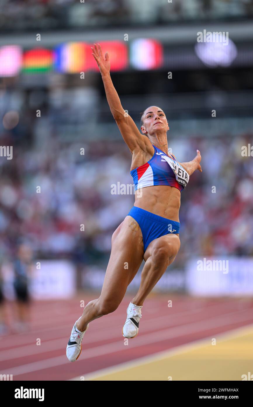 Ivana Vuleta participating in the long jump at the World Athletics ...