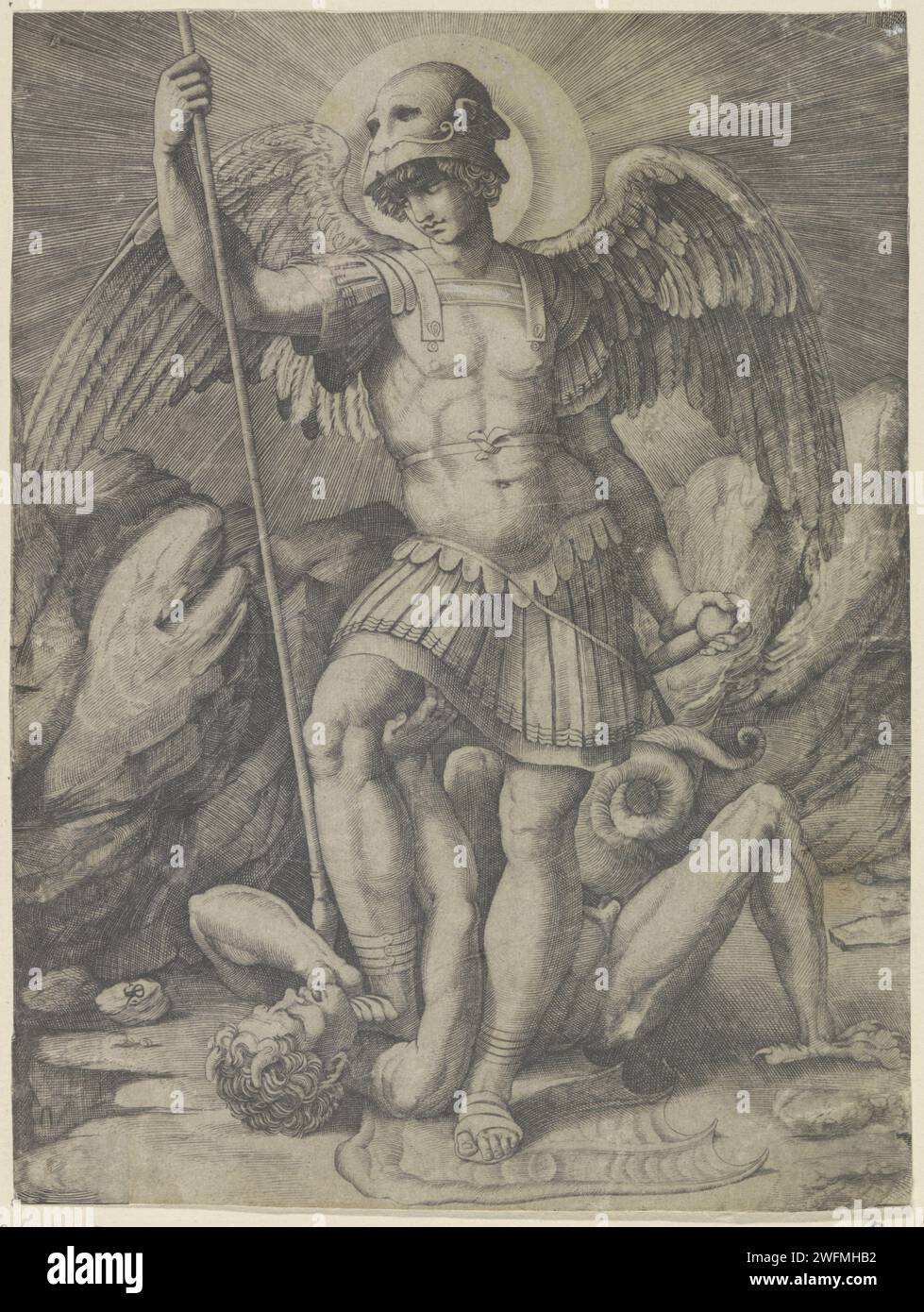 Archangel Michaël, Marco Dente, After Agostino Veneziano, After Rafaël ...