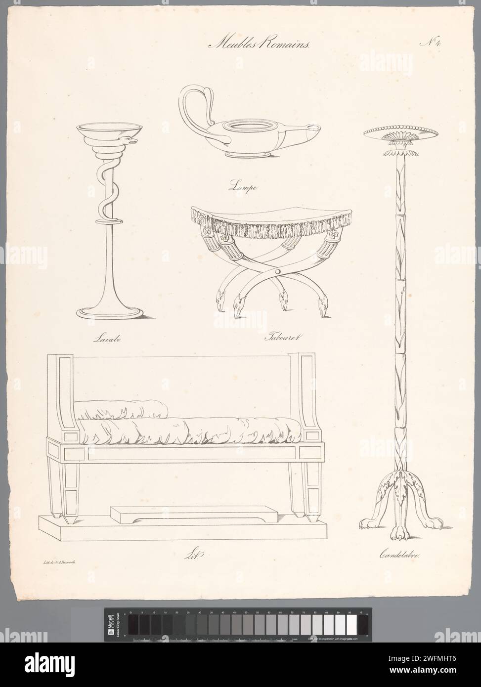 Drawing examples of Roman furniture, Jean Augustin Daiwaille, 1820 ...