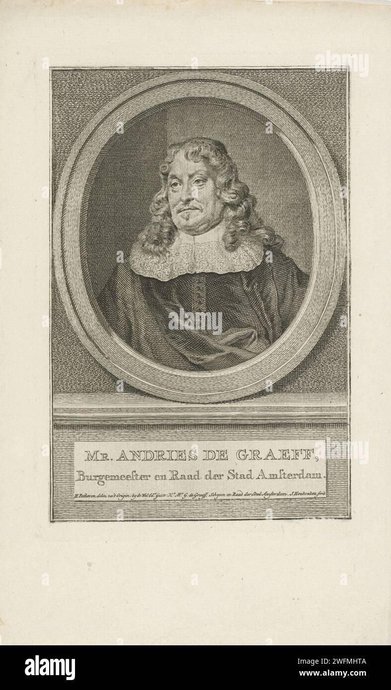 Portrait of Andries De Graeff, Jacob Houbraken, After Hendrik Pothoven ...