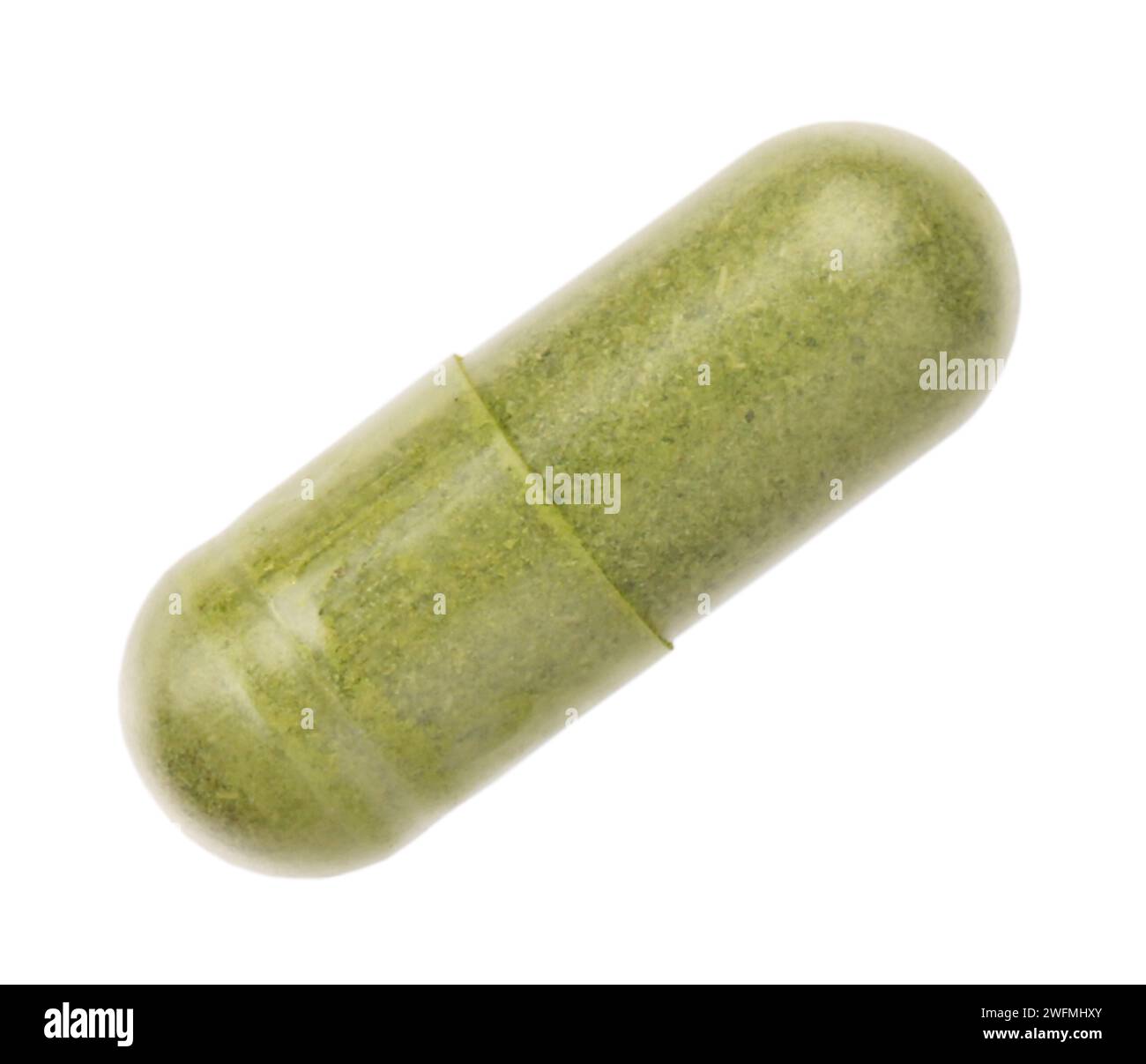 One vitamin capsule isolated on white. Health supplement Stock Photo ...