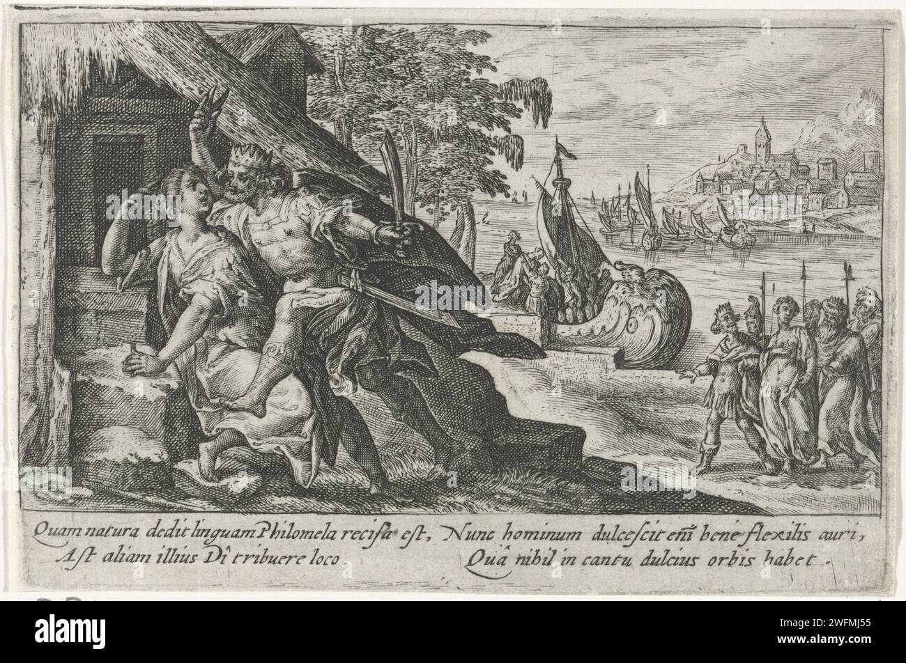 Tereus cuts the tongue of Philomela, Crispijn van de Passe (I), 1602 ...